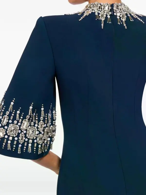 Jenny Packham Embellished Collar Maxi Dress - Blue