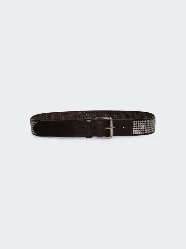 Dries Van Noten Studded Leather Belt - Brown