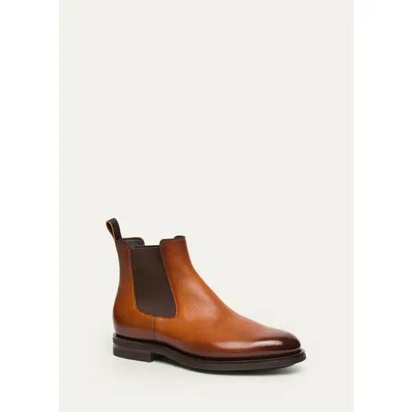 Santoni Leather Chelsea Boots