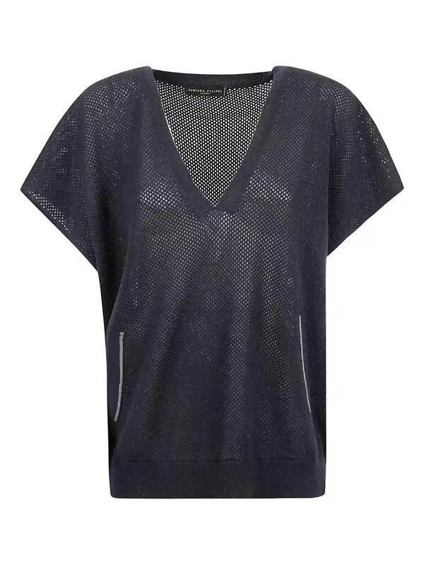 Fabiana Filippi V-neck Wool Blouse - Blue