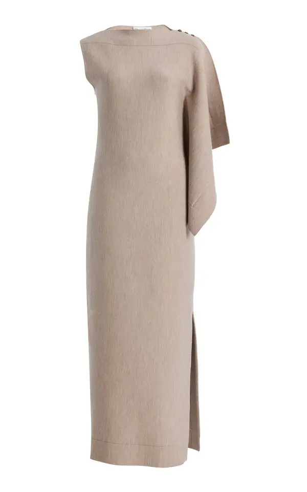 Oscar De La Renta Draped Virgin-wool Midi Dress
