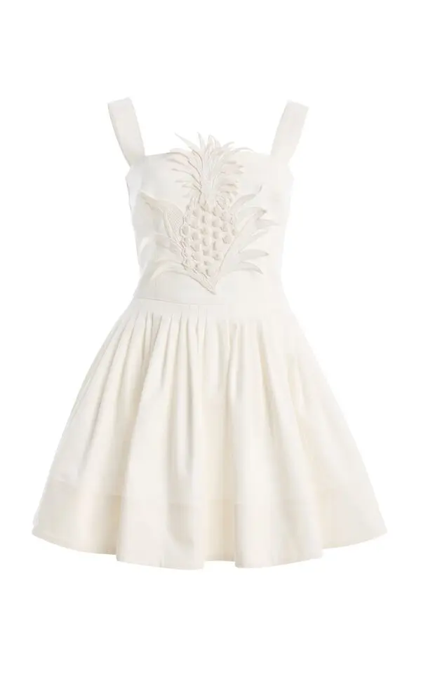 Oscar De La Renta Embroidered Mini Dress - White