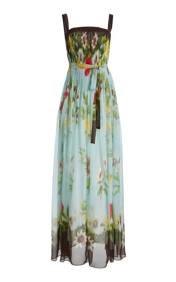 Oscar De La Renta Floral Silk Chiffon Gown - Multi