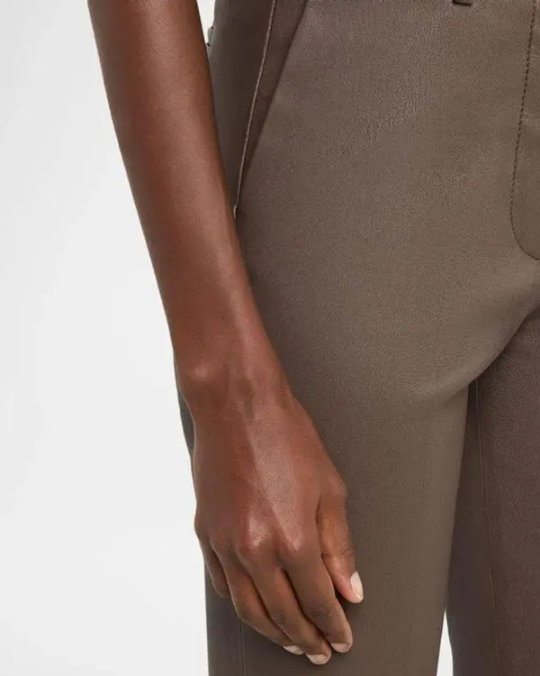 JOSEPH Coleman Cropped Leather Pants - Mushroom