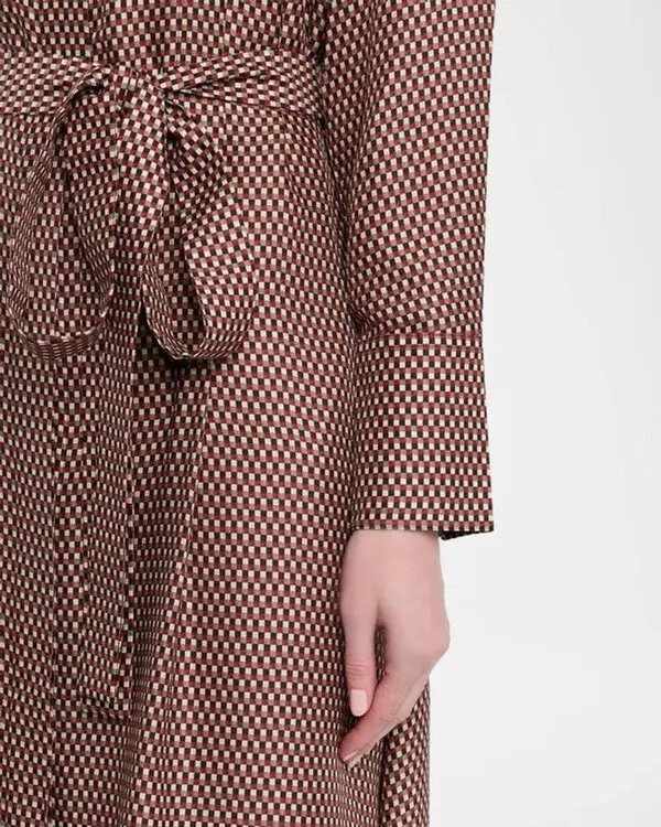 JOSEPH Orlan Belted Geometric-print Midi Shirt Dress - Ruby Combo