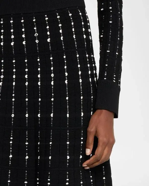 JOSEPH Fragmented Stripes A-line Knit Skirt - Black/ivor