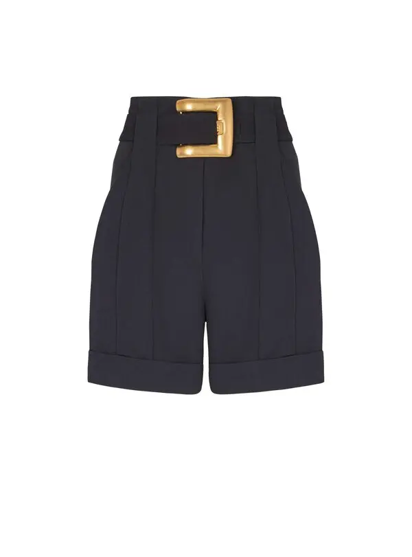 Balmain Grain De Poudre Belted Shorts - Black