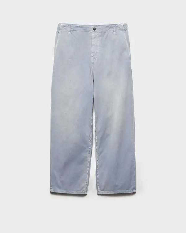 Prada Washed Gabardine Classic Fit Pants - Blue Gray