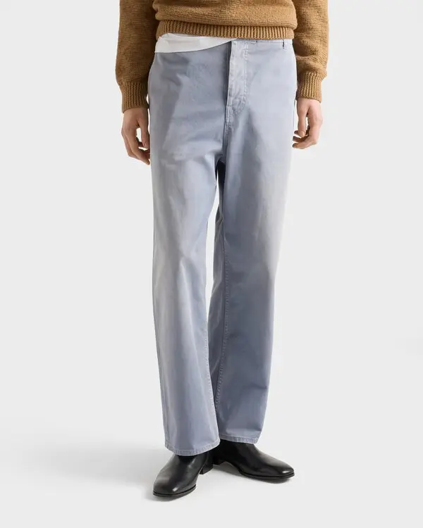 Prada Washed Gabardine Classic Fit Pants - Blue Gray