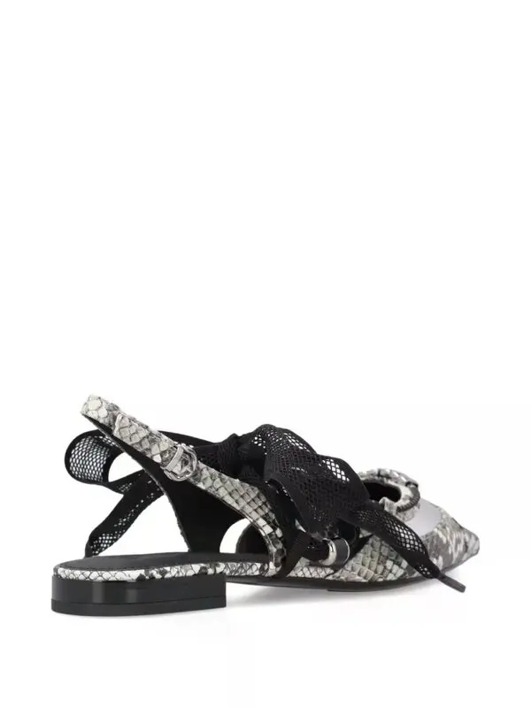 Pinko Snakeskin-effect Nappa Leather Flat Slingbacks With Bow Detailing
