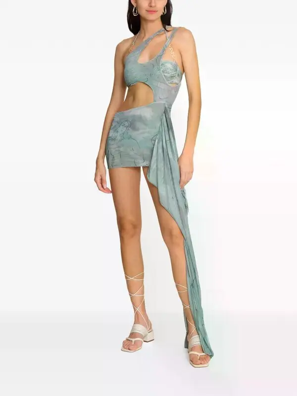 AMIR SLAMA Cut-out Asymmetric Mini Dress