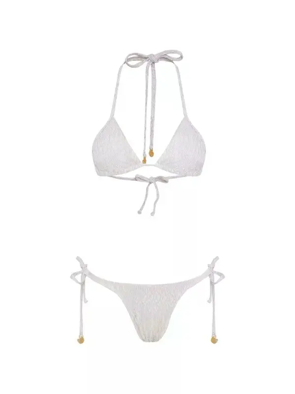 AMIR SLAMA Textured Tie Bikini - Neutrals