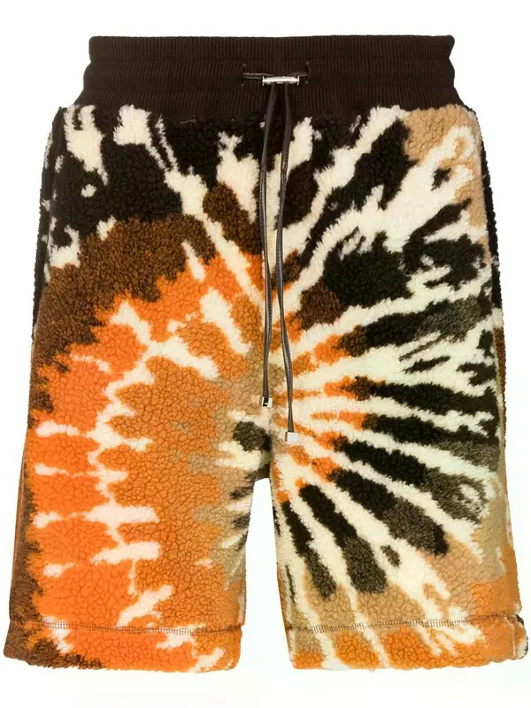 Amiri Tie-dye Fleece Shorts - Brown