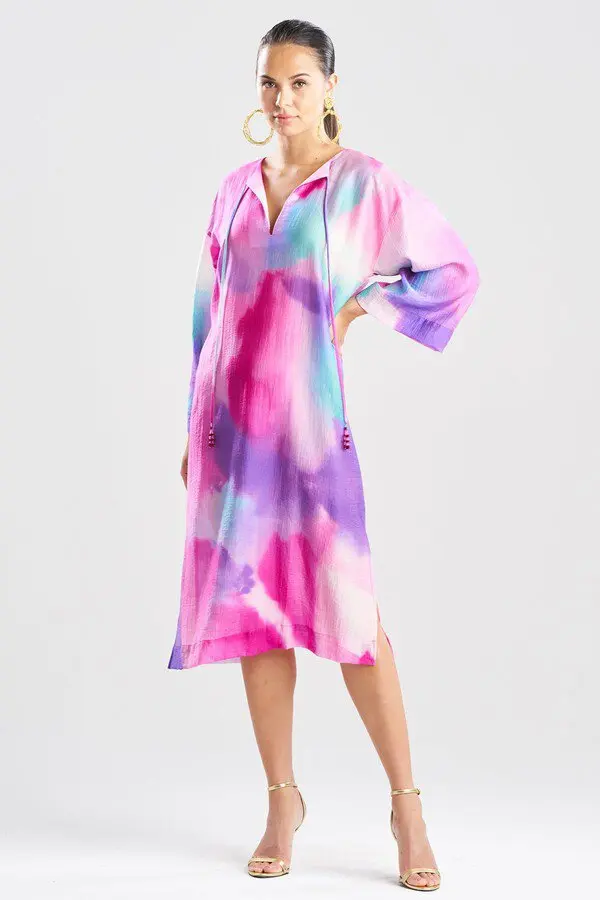Natori Watercolor Sheer Texture Caftan