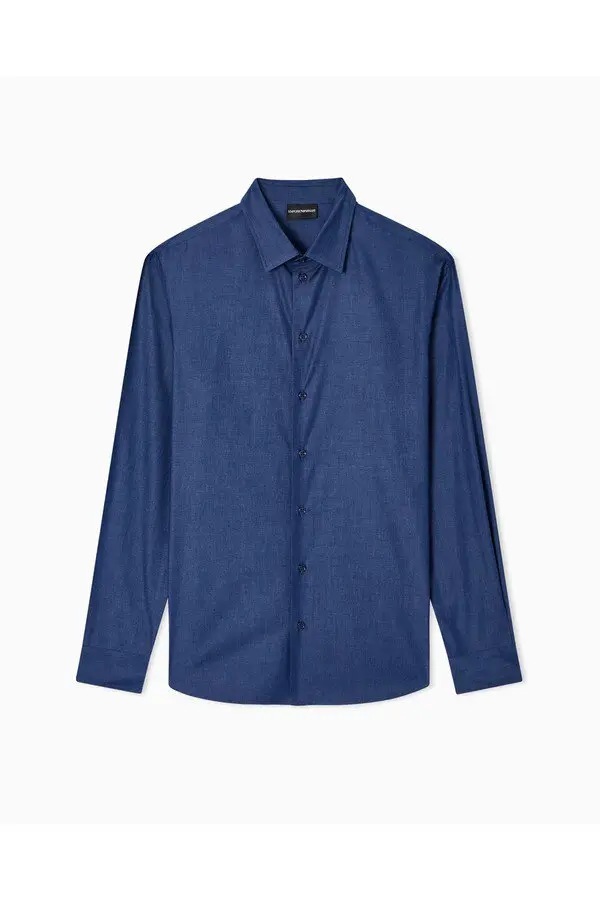 Emporio Armani Denim-effect Fabric Shirt