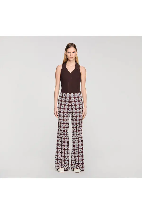 Sandro Print Flared Trousers - Floral