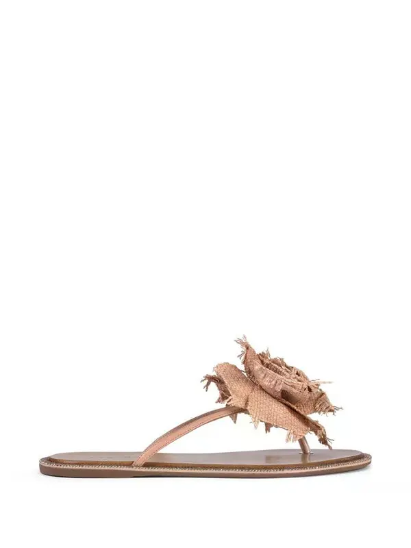 LE SILLA Floral-embellishment T-strap Sandals - Neutrals