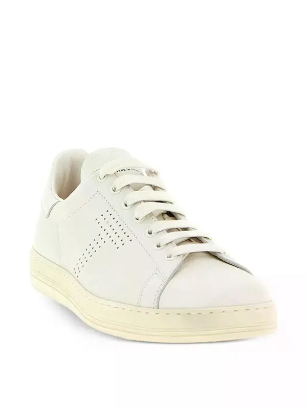 TOM FORD Perforated-logo Leather Sneakers - White