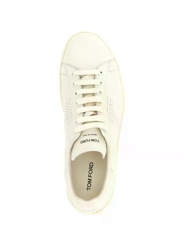 TOM FORD Perforated-logo Leather Sneakers - White