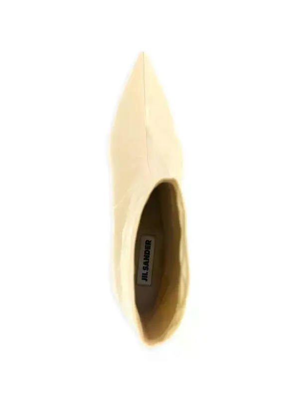 JIL SANDER Craquelé Pointed Leather Ankle Boots