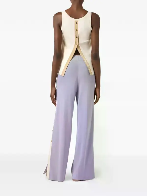 Elisabetta Franchi Sleeveless Jacquard Top With Golden Buttons