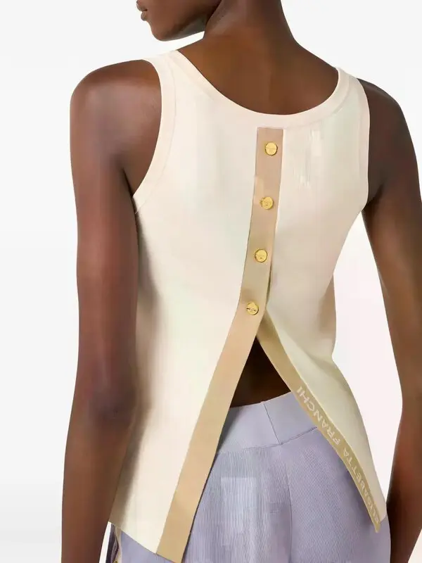 Elisabetta Franchi Sleeveless Jacquard Top With Golden Buttons