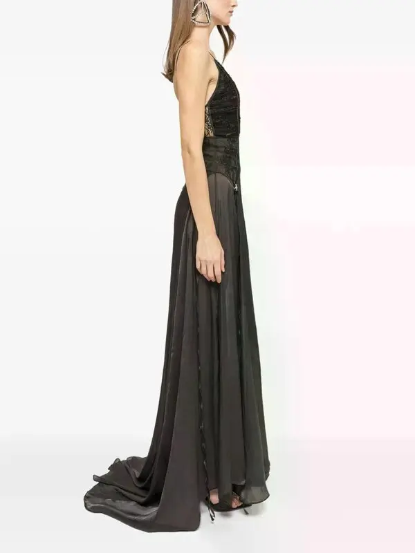 NISSA Lace-panel Maxi Dress