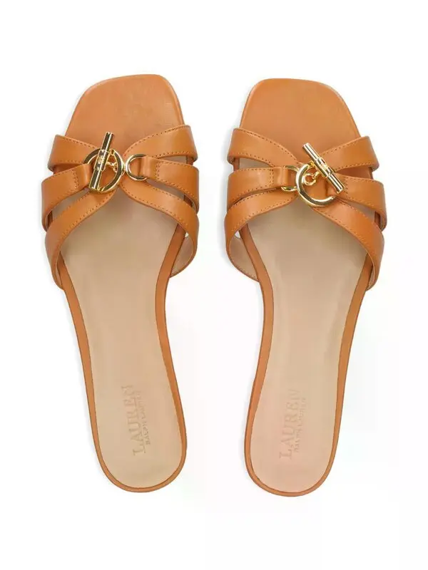 Ralph Lauren Leather Flat Sandals - Brown