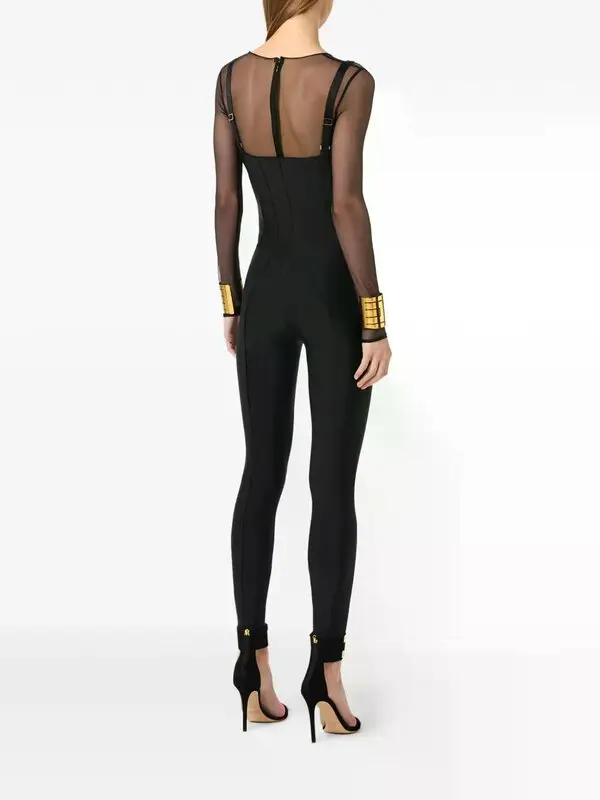 Elisabetta Franchi Jersey And Tulle Jumpsuit With Elastic Straps