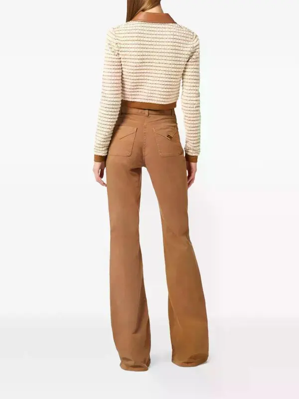 Elisabetta Franchi Flared Jeans With Golden Metal Button Detail - Brown