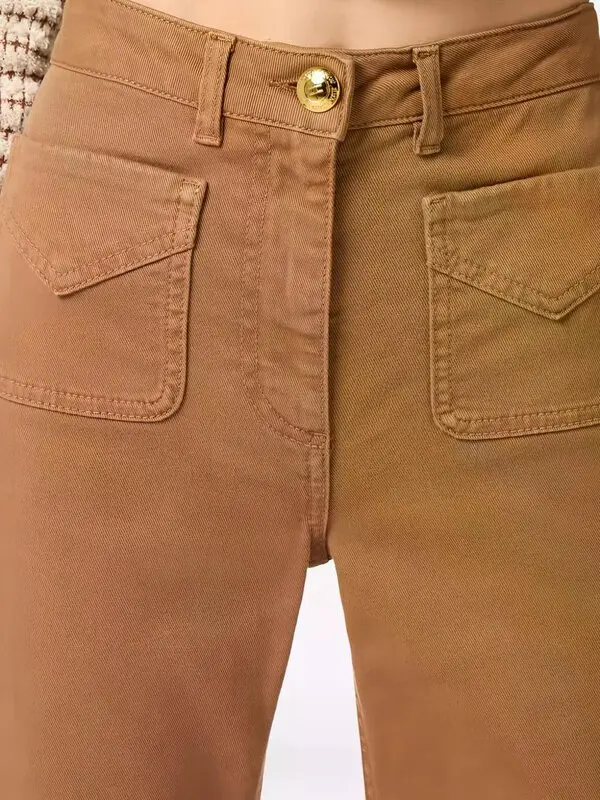 Elisabetta Franchi Flared Jeans With Golden Metal Button Detail - Brown