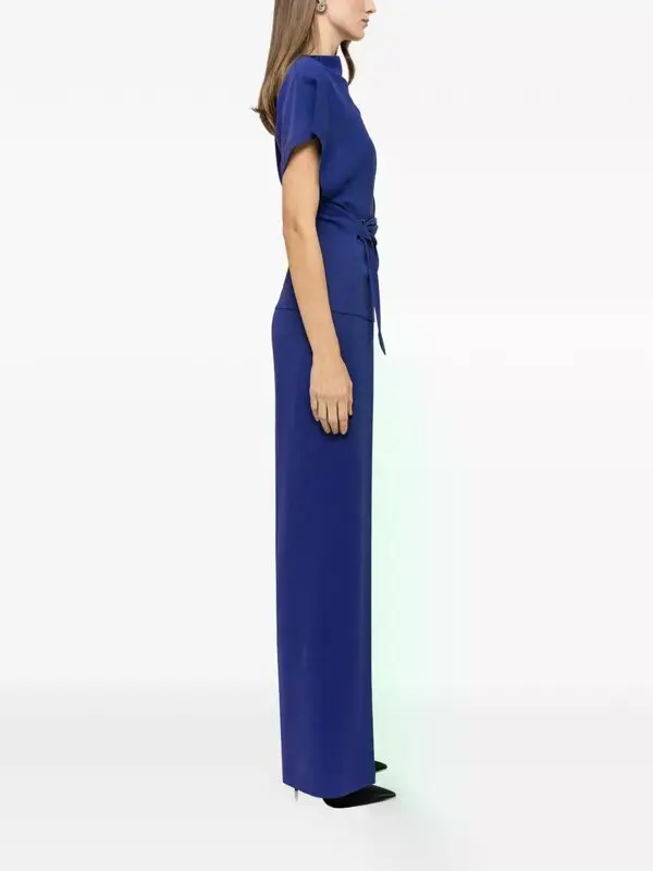 NISSA Draped Short Sleeve Top - Blue