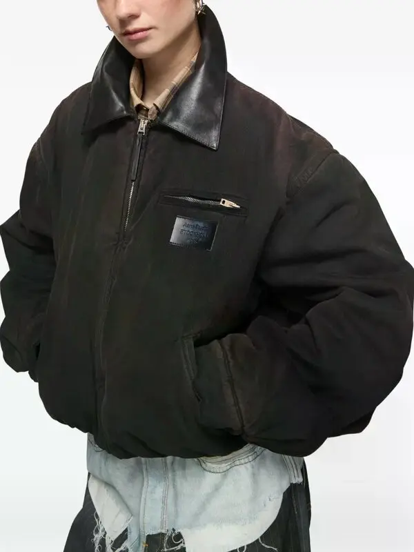 Acne Studios Leather-collar Logo-patch Jacket