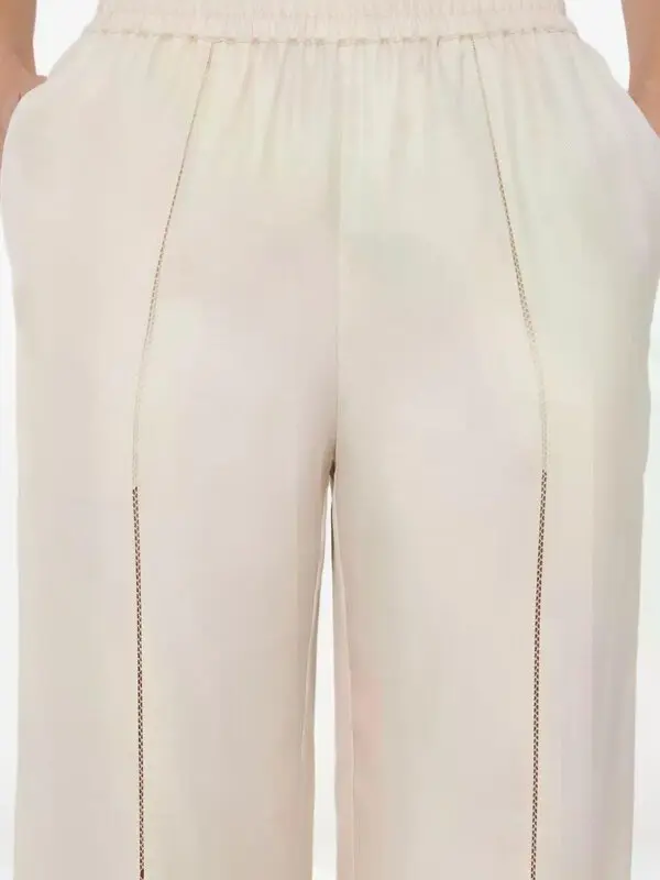 Loulou De Saison Lace-stitch Silk Trousers - Neutrals