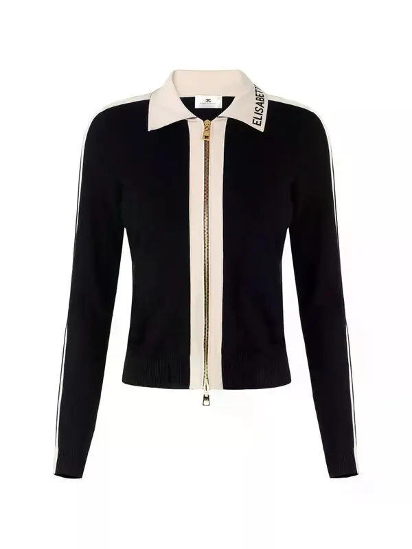 Elisabetta Franchi Logo Jacquard Collar Zip-up Cardigan