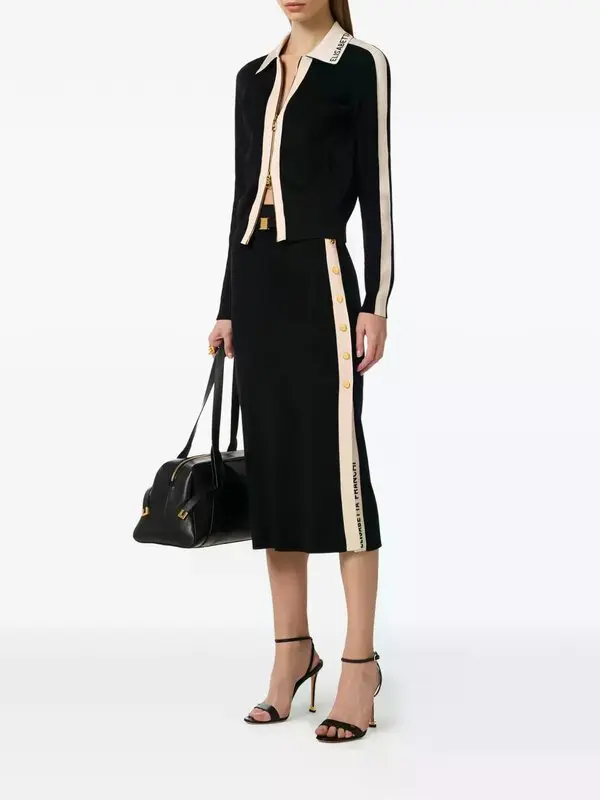 Elisabetta Franchi Logo Jacquard Collar Zip-up Cardigan