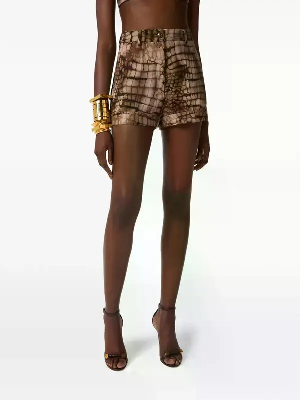 Elisabetta Franchi Alligator-patterned Jersey Shorts