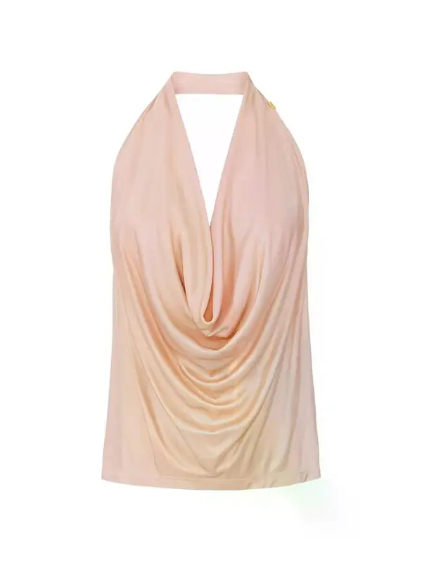 Elisabetta Franchi Halter-neck Drape Top - Neutrals