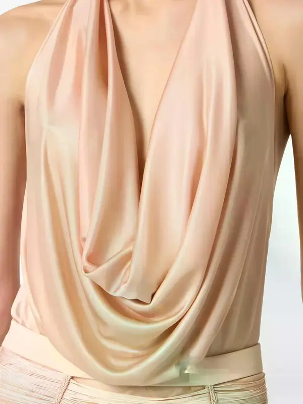 Elisabetta Franchi Halter-neck Drape Top - Neutrals