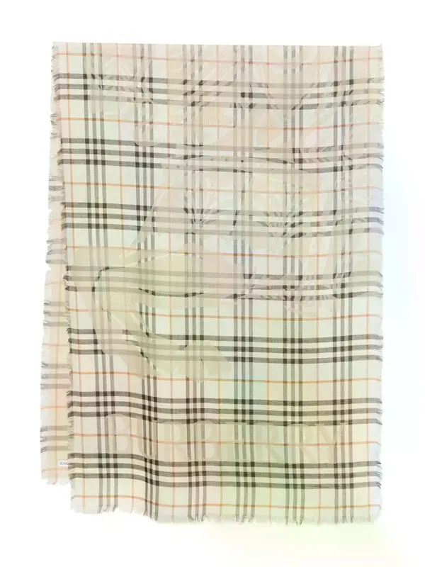 Burberry Wide Knight Check Wool Silk Scarf - Neutrals