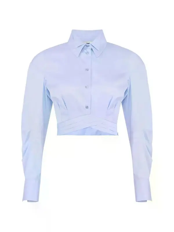Elisabetta Franchi Cropped Shirt With Tuxedo Collar And Pleated Waistband