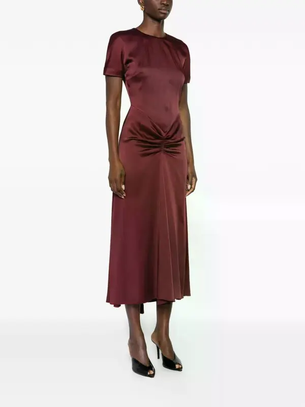 Victoria Beckham Gathered Midi Dress - Red