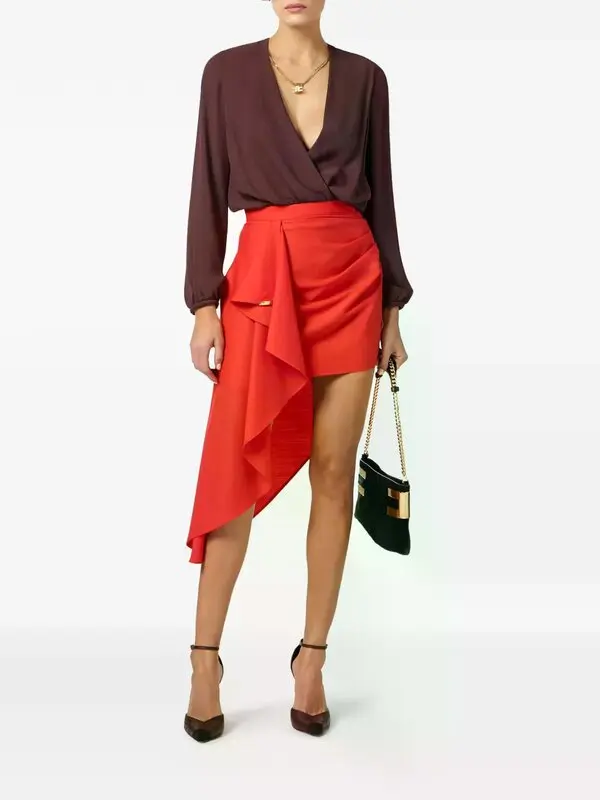 Elisabetta Franchi Asymmetric Draped Skirt With Logo Plaque