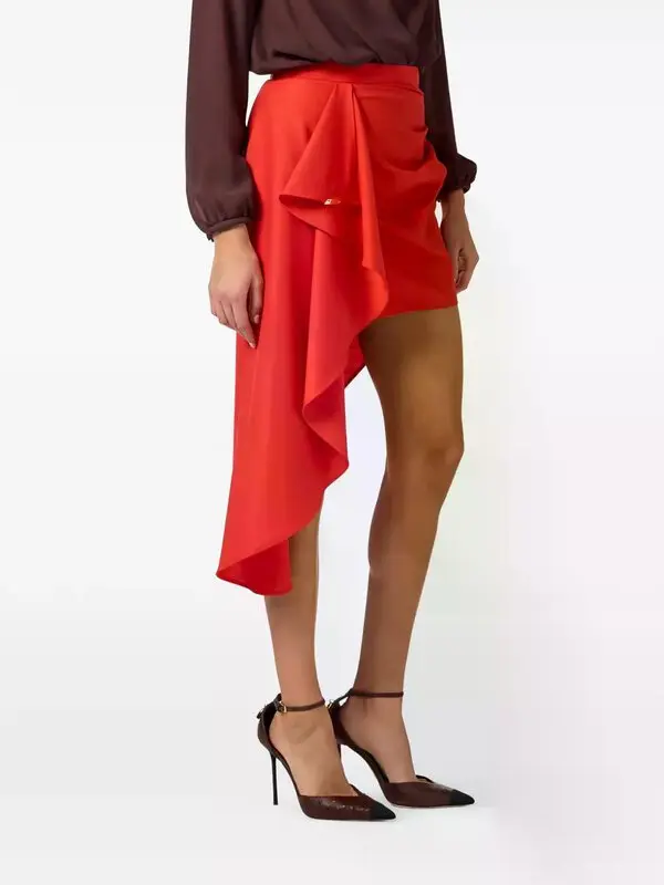 Elisabetta Franchi Asymmetric Draped Skirt With Logo Plaque