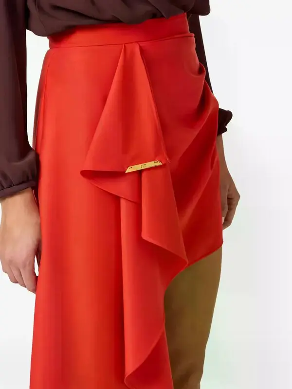 Elisabetta Franchi Asymmetric Draped Skirt With Logo Plaque
