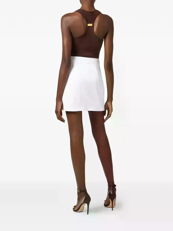 Elisabetta Franchi Cotton Gabardine Mini Skirt With Jewel Buttons