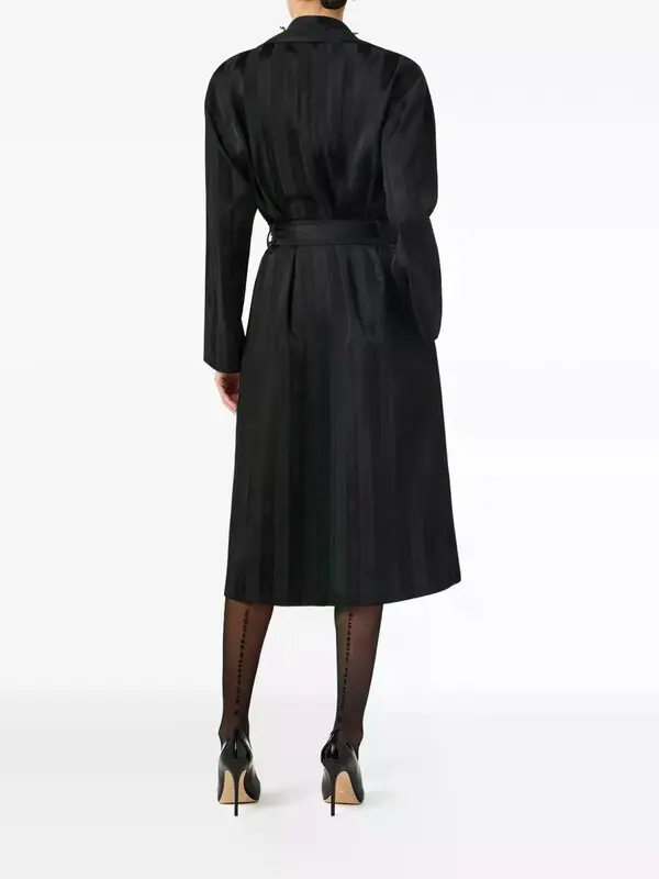 Elisabetta Franchi Satin Trench Coat With Jacquard Stripes