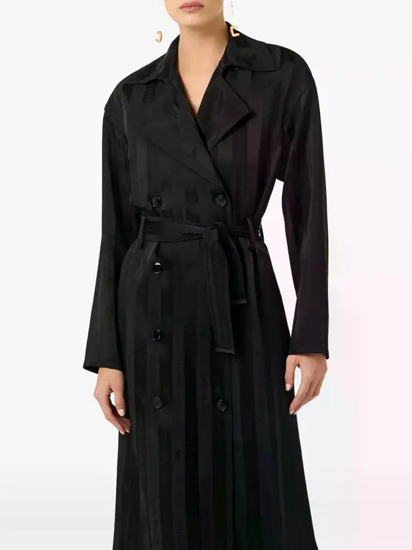 Elisabetta Franchi Satin Trench Coat With Jacquard Stripes