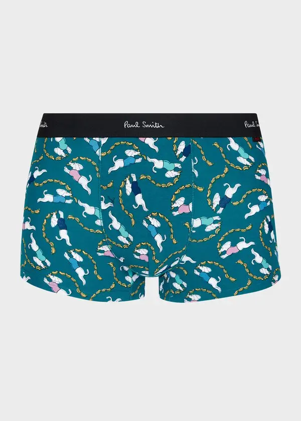 Paul Smith Teal 'sausage Dogs' Print Boxer Briefs - Green