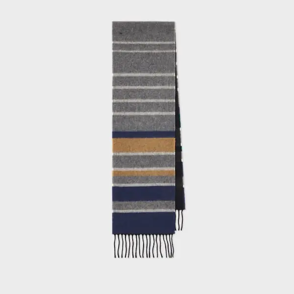 Paul Smith Merino-cashmere Stripe Scarf - Grey